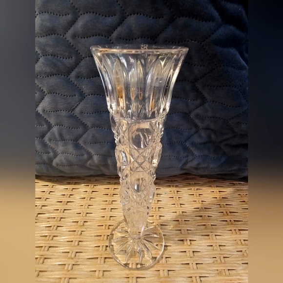 Accents | Vintage Crystal Bud Vase Plain Hatch Mark Ovals 195s | Poshmark
